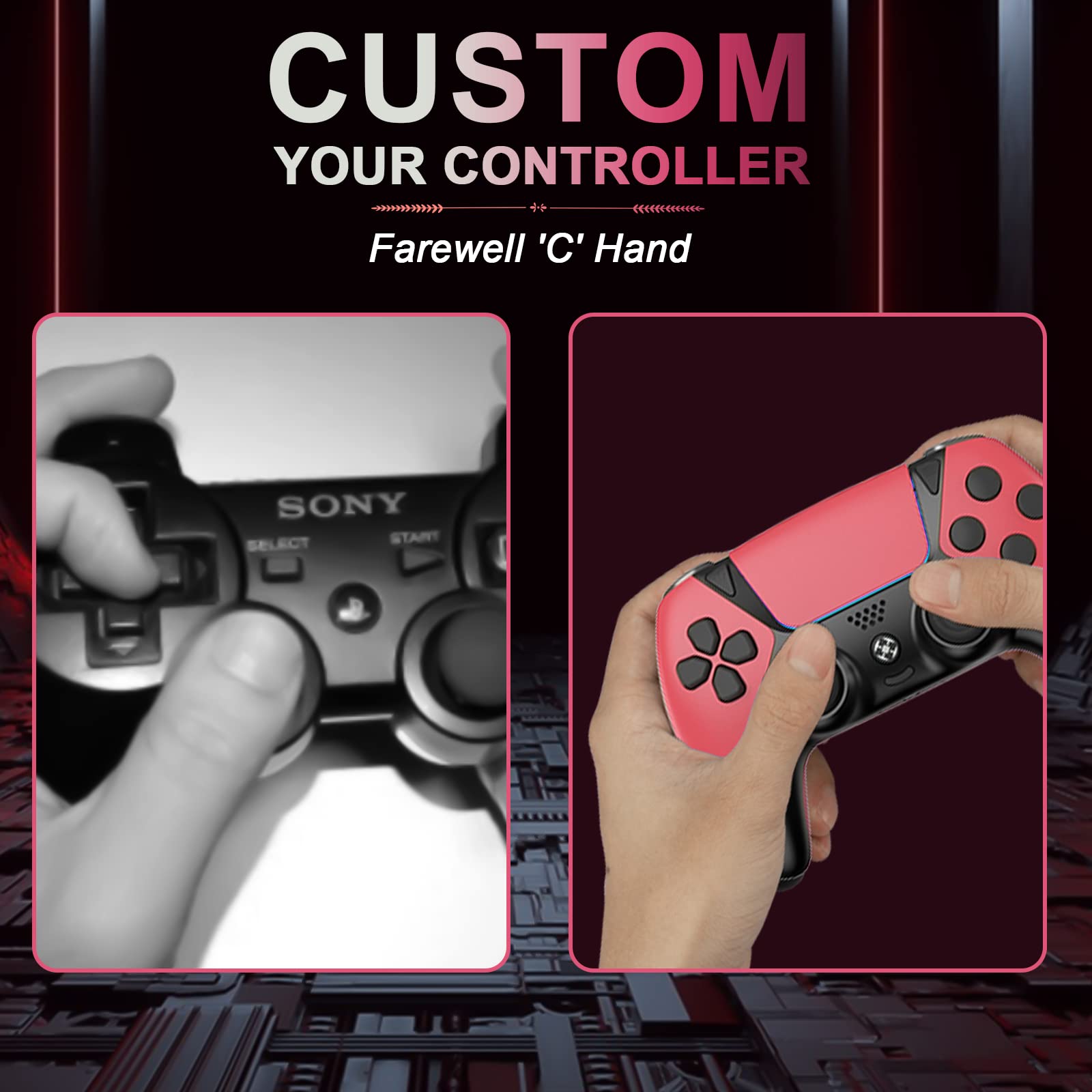 Wireless Controller for PS4 Controller, Ymir Game Remote for PlayStation 4 Controller with Turbo, Steam Gamepad Work with Back Paddles, Scuf Controllers for PS4/Pro/Silm/PC/IOS -Cosmic Red