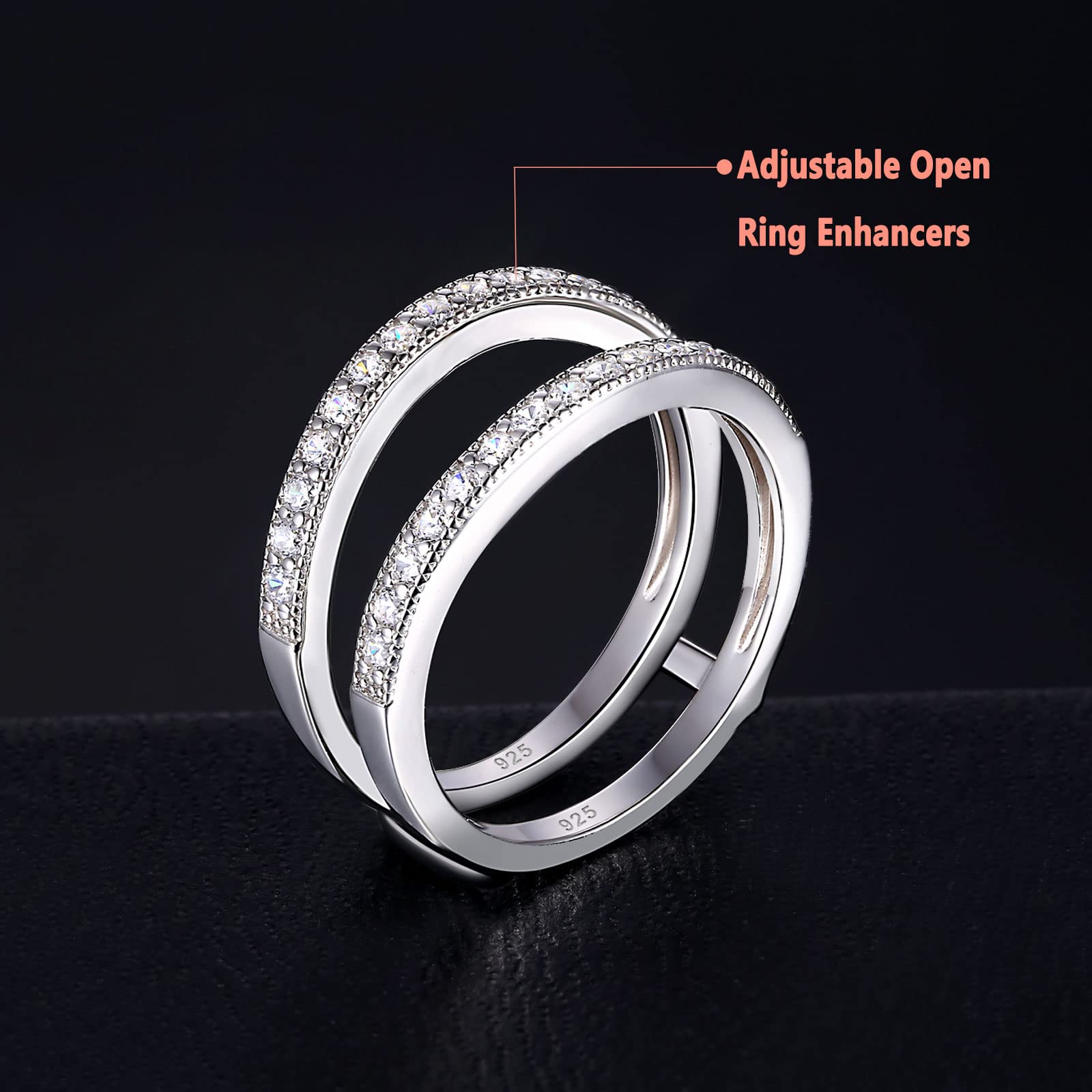 SHELOVES Womens Wedding Band Ring Enhancers Round White AAAAA CZ 925 Sterling Silver Guard Rings Sz 7