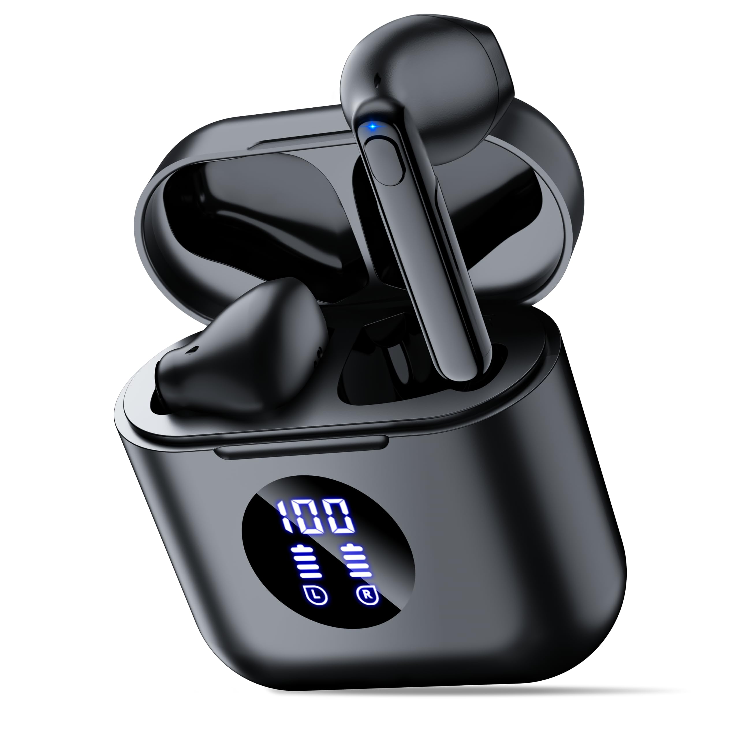 occiam Wireless Earbuds with Bluetooth 5.3, 64Hrs Playback, Bass Sound, Waterproof, Wireless Charging Case, LED Display - For Sport, Phone, Laptop