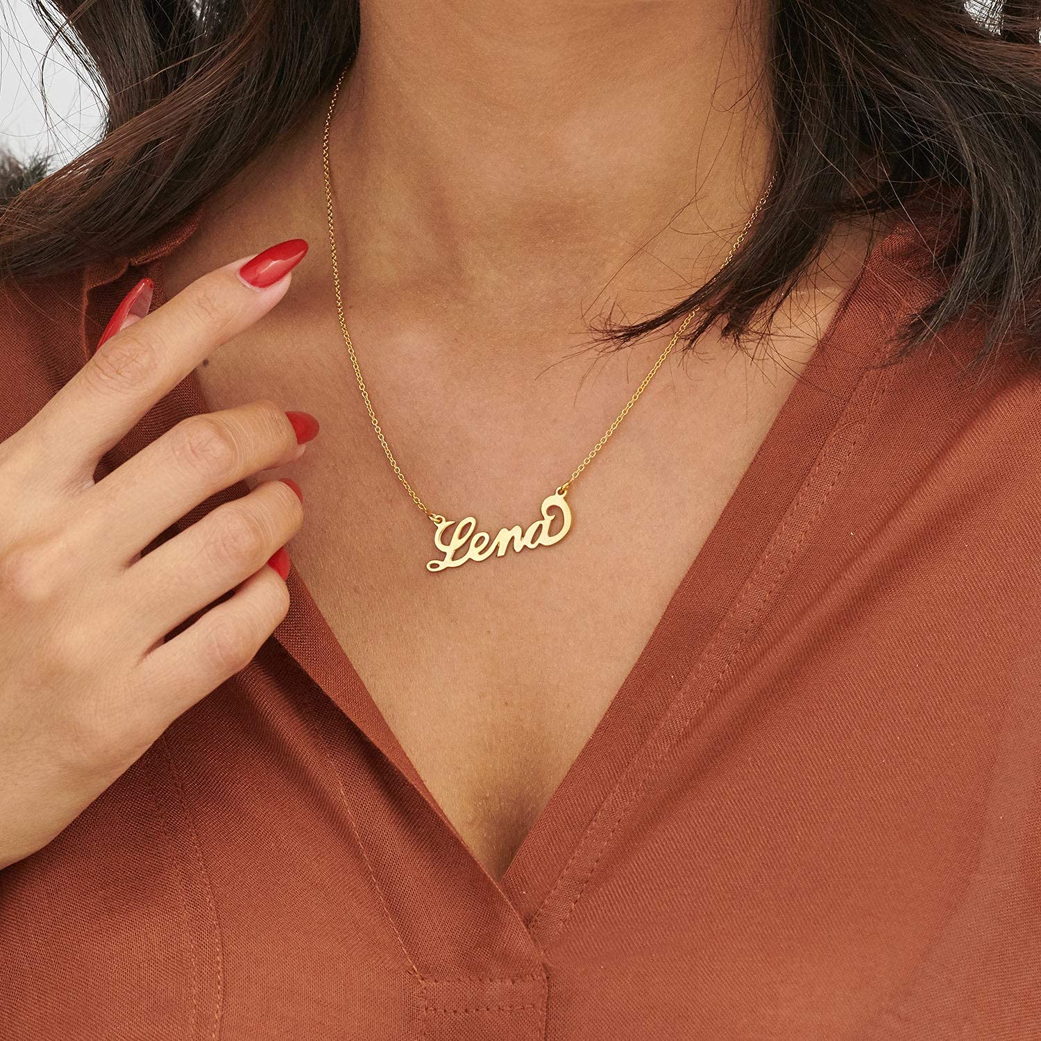 MyNameNecklace Personalized Name Necklace-My Name Custom Pendant Nameplate Precious Metals Sterling Silver 925 & Gold Plating - Christmas Jewelry Gift