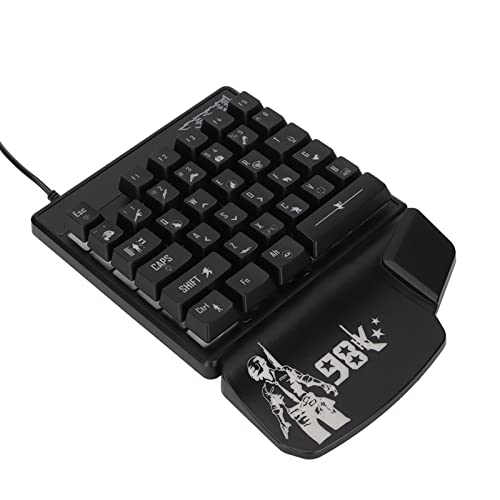 wendeekun One Handed Gaming Keyboard, 35 Keys Single Led Glowing Mini Keyboard Ergonomic Design F5 Gaming Keyboard for Esports Game, Phone/Pc/Desktop, Pc Gaming Setup