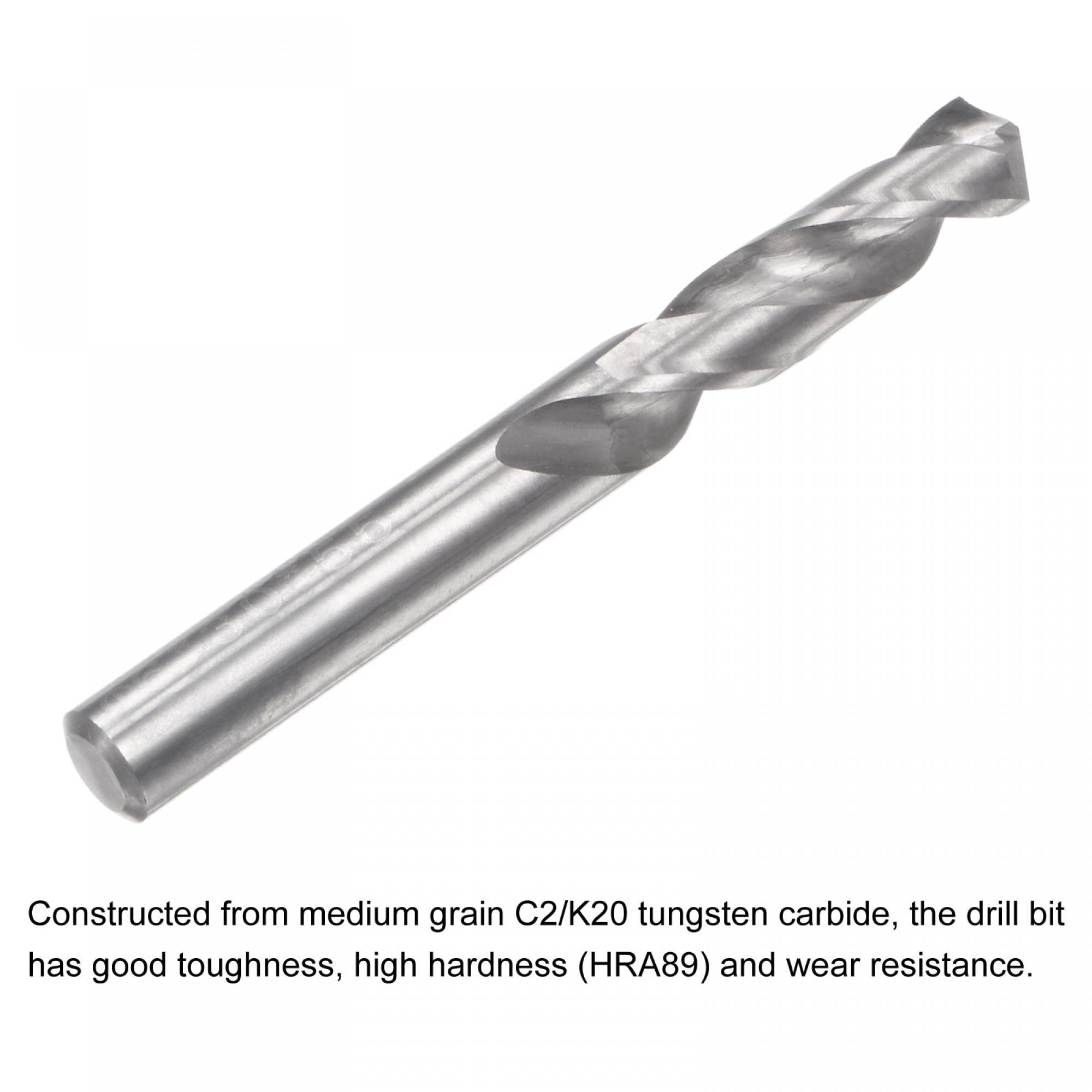 uxcell Solid Carbide Drill Bits, 6mm C2/K20 Tungsten Carbide Jobber Drill Bits Straight Shank Drilling Tool for Stainless Steel Aluminum Iron Metal Plastic