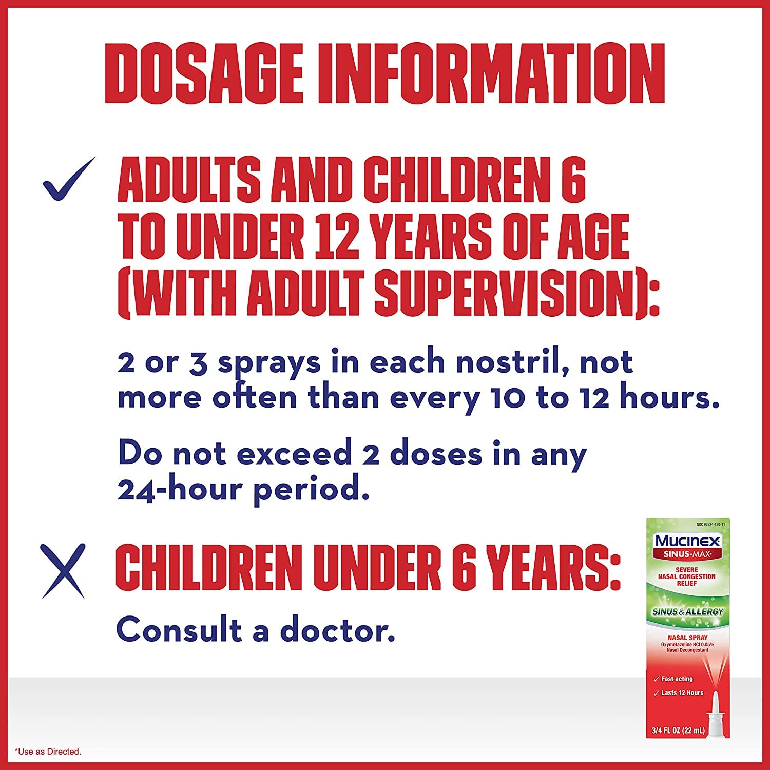 Mucinex Sinus-Max Nasal Spray for Sinus & Allergy, Fast-Acting & Fragrance Free, 12 Hour Severe Nasal Congestion Relief, 0.75 Fl Oz (Pack of 3)