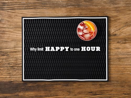 Premium Bar Mat - Non-Slip, Absorbent, and Multi-Purpose - Heavy Duty Commercial Grade Rubber - Dish Dry and Spill Mat for Kitchen or Cocktail Bar Countertops - Designed in USA - 16"x12"x0.4"-Black