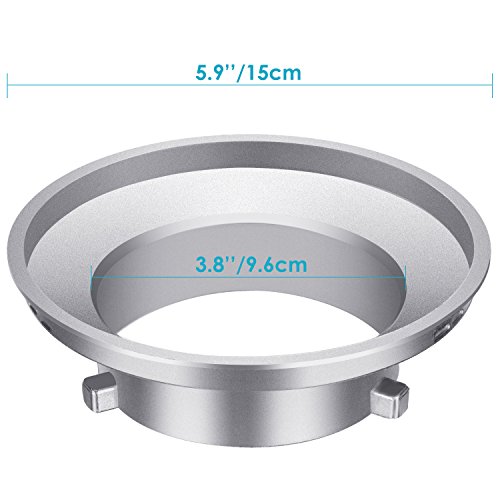 Neewer Softbox Speed Ring Adapter for Bowens Monolight Flash and Soft Box - Aluminum Alloy, 3.8 inches/9.6 Centimeters Inner Diameter and 5.9 inches/ 15 Centimeters Outer Diameter