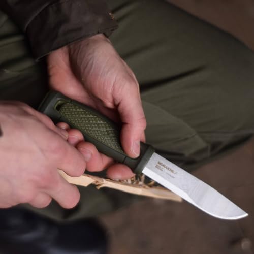 Morakniv Kansbol Sandvik Stainless Steel Fixed-Blade Survival Knife With Sheath, Military Green, 4.3 Inch