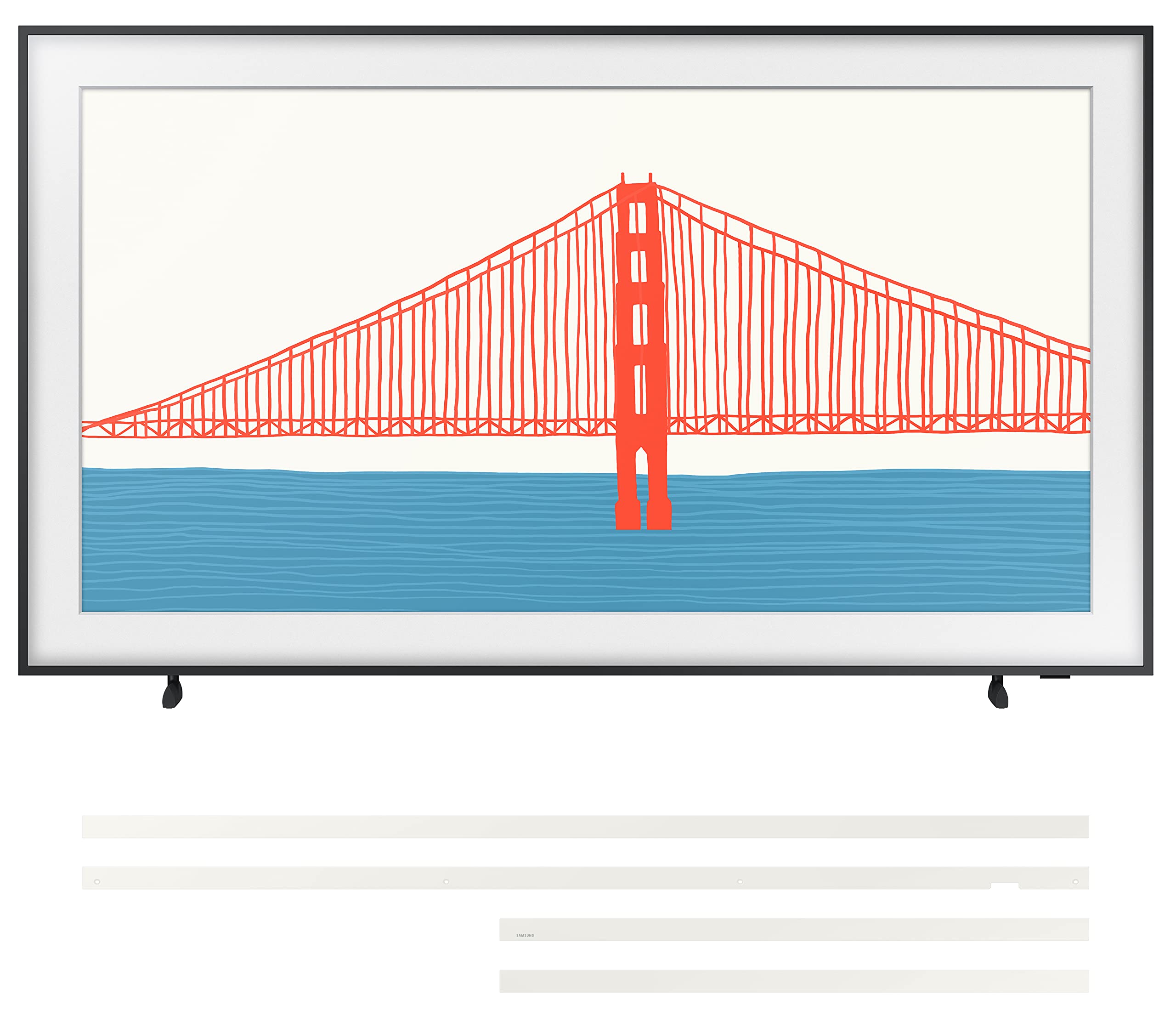 SAMSUNG QN55LS03AA 55" QNLS03A Series UHD LED 4K Smart TV with a VG-SCFA55WTC The Frame 55" Customizable Bezel – Beveled White (2021)(Used)