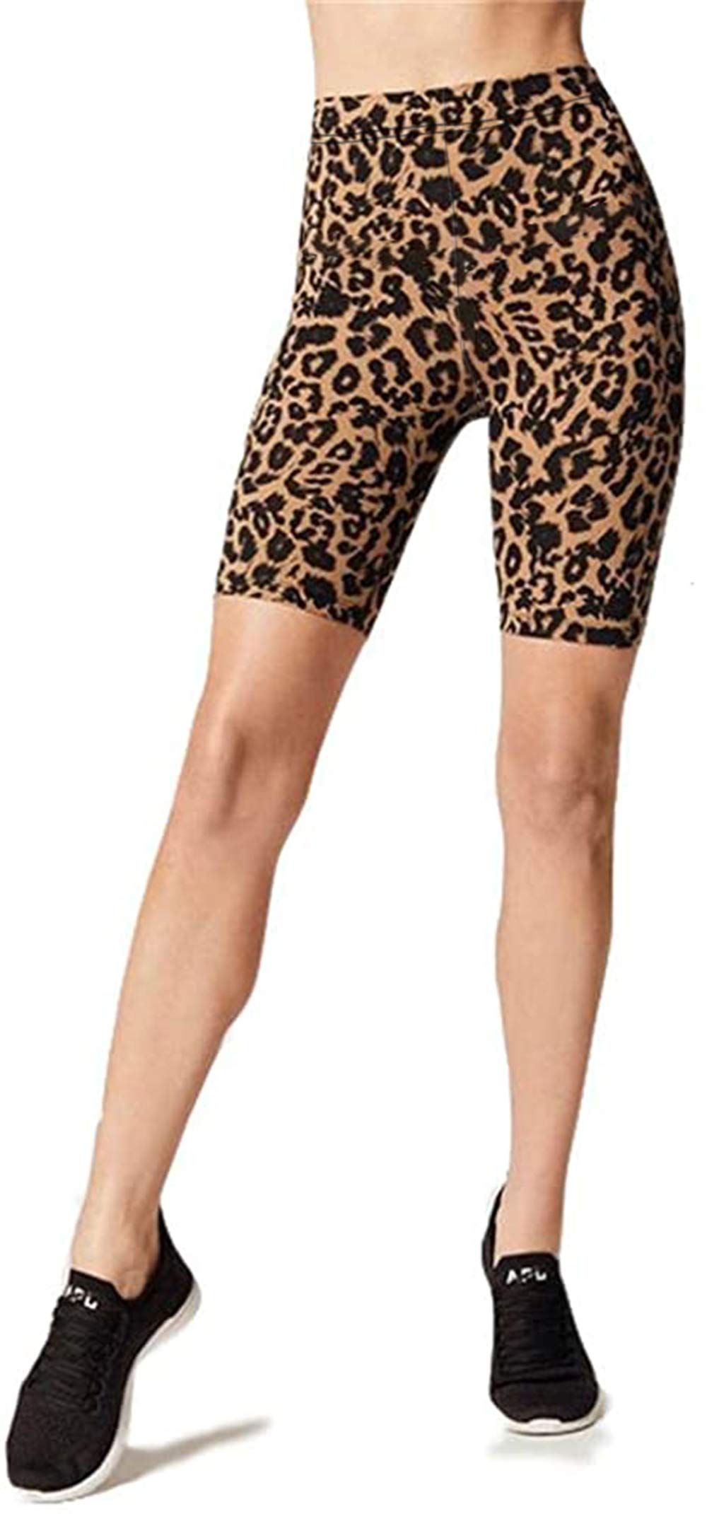 Meilidress Women's High Waist Gym Shorts Scrunch Butt Lifting Yoga Leggings Active Pants (Leopard, X-Large)