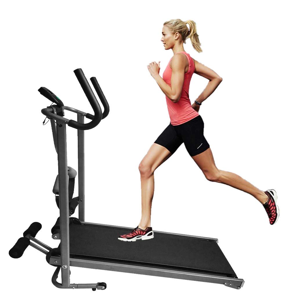 OKBOP Folding Manual Treadmill for Home, 4-in-1 Foldable Compact Mini Incline Treadmills Machine for Small Space, Under Desk Walking Machine, 300 lbs Weight Capacity (Black) (Black)