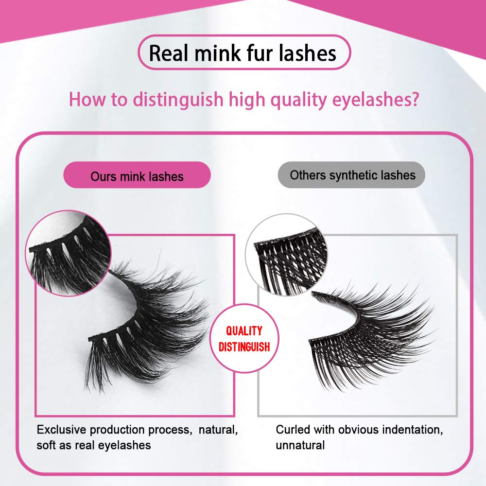 Mink Lashes, SWINGINGHAIR False Eyelashes 18mm Mink Eyelashes Siberian Natural Daily Type 3D Mink Lashes Full Strips Hand Made Fake Eyelashes Fluffy Real Eyelashes 1 Pair