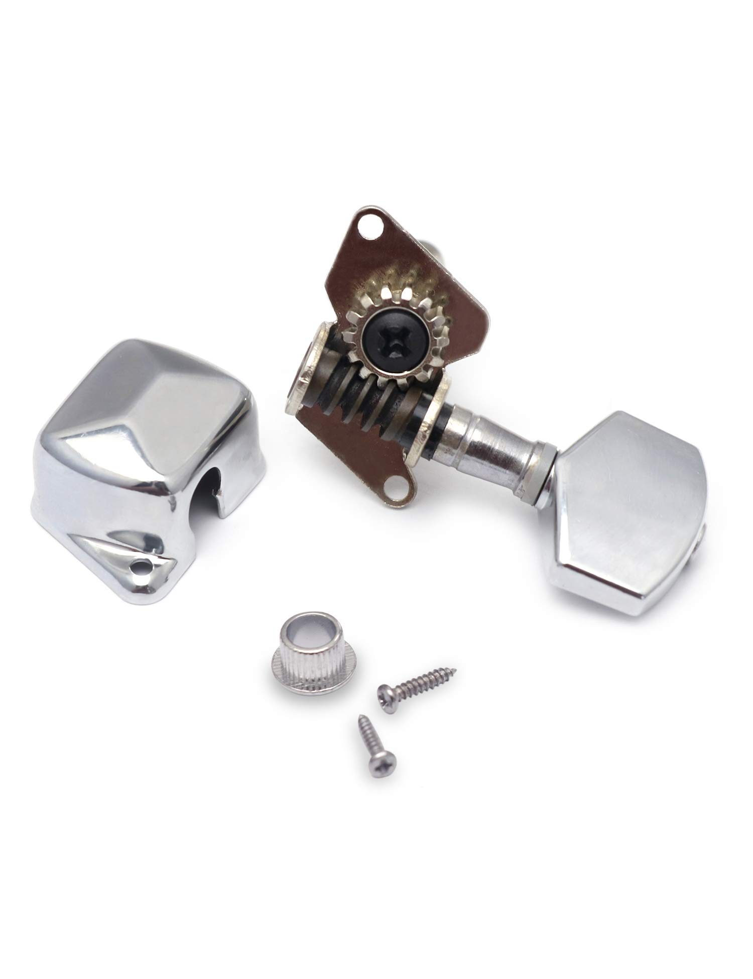 Metallor Semiclosed String Tuning Pegs Machine Heads Tuners 3L 3R Electric Acoustic Guitar parts Replacement Set of 6Pcs Chrome. (3L+3R)