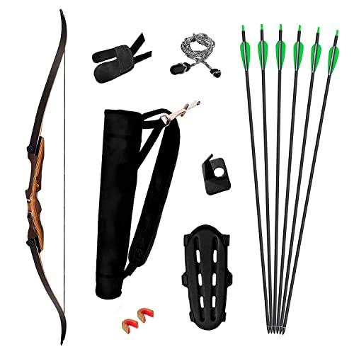 Samick Sage Takedown Recurve Bow and Arrow Set - 62 Inch Complete Ready-to-Use Longbow Archery Set - Includes 6 Arrows, Quiver, Bowstring & Stringer Tool, Arm & Finger Guard for Adults & Teens