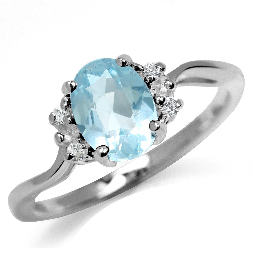 Silvershake 1.52 Carat Genuine Blue Topaz White Gold Plated 925 Sterling Silver Engagement Ring Size 10.5