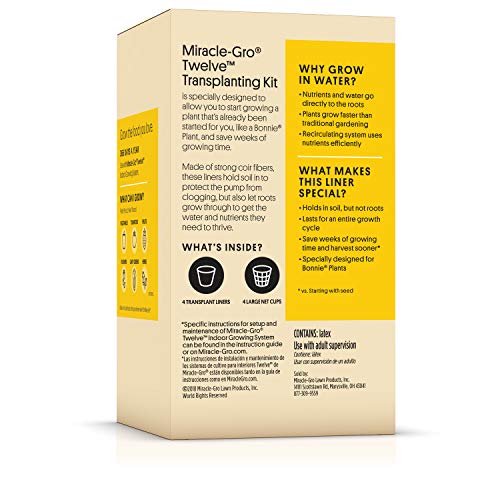 Miracle-Gro Twelve Transplanting Kit, Includes 4 Coir Liners and 4 Large Net Cups - Use Twelve Indoor Growing System - Designed for Growing Plants in Hydroponic Systems