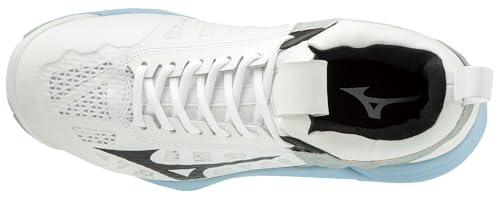 Mizuno Women's Wave Momentum Indoor Court Shoe, White-Blue, 8.5 B US
