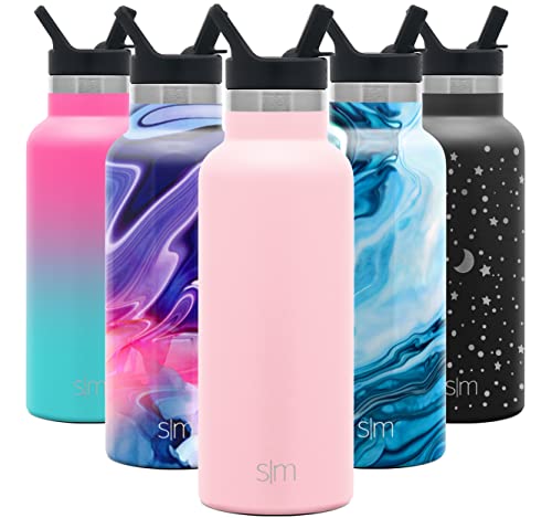 Simple Modern Water Bottle with Narrow Mouth Straw Lid Metal Thermos Vacuum Insulated Stainless Steel l Reusable Leak Proof BPA-Free Flask | Ascent Collection | 17oz, Blush