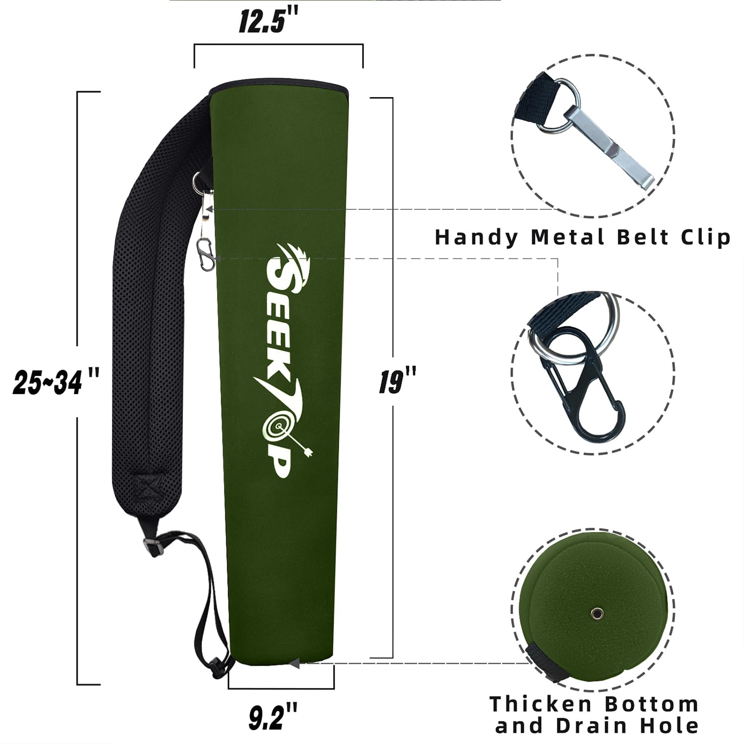 Seektop Archery Back Arrow Quiver Holder, Adjustable Foldable Archery Quivers for Arrows Bow Hunting and Target Practicing for Youth Adults (Camouflage)