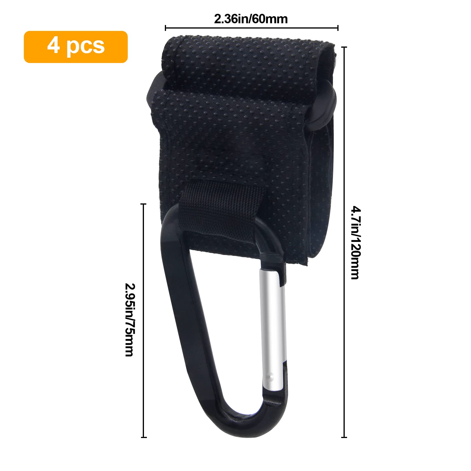 Stroller Hooks for Hanging Bags and Shopping, Portable Stroller Bag Hook, 4 Pack