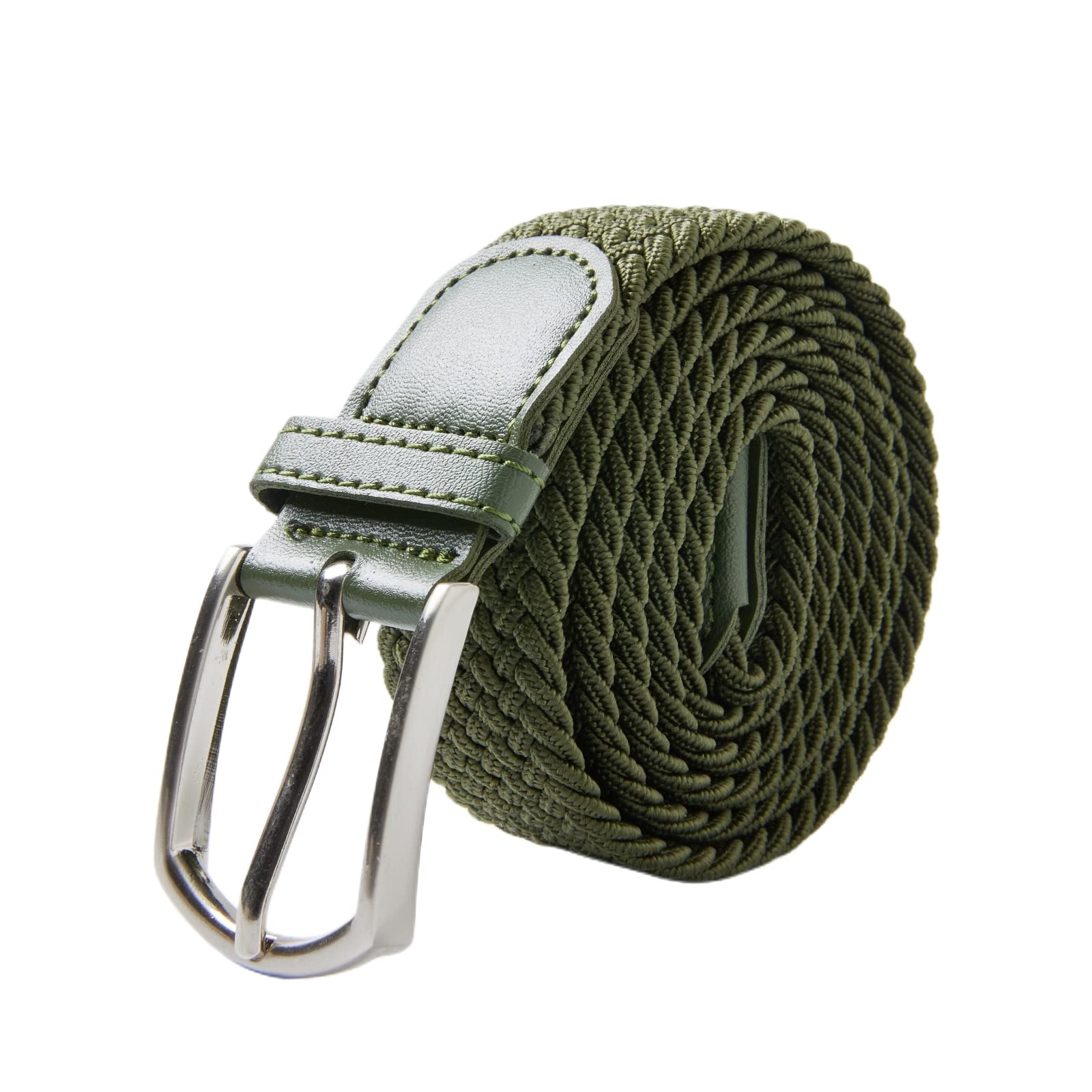QHTETK Stretch Belt Men and Women Men's Woven Braided Web Belt for Golf Casual Pants Jeans (White)