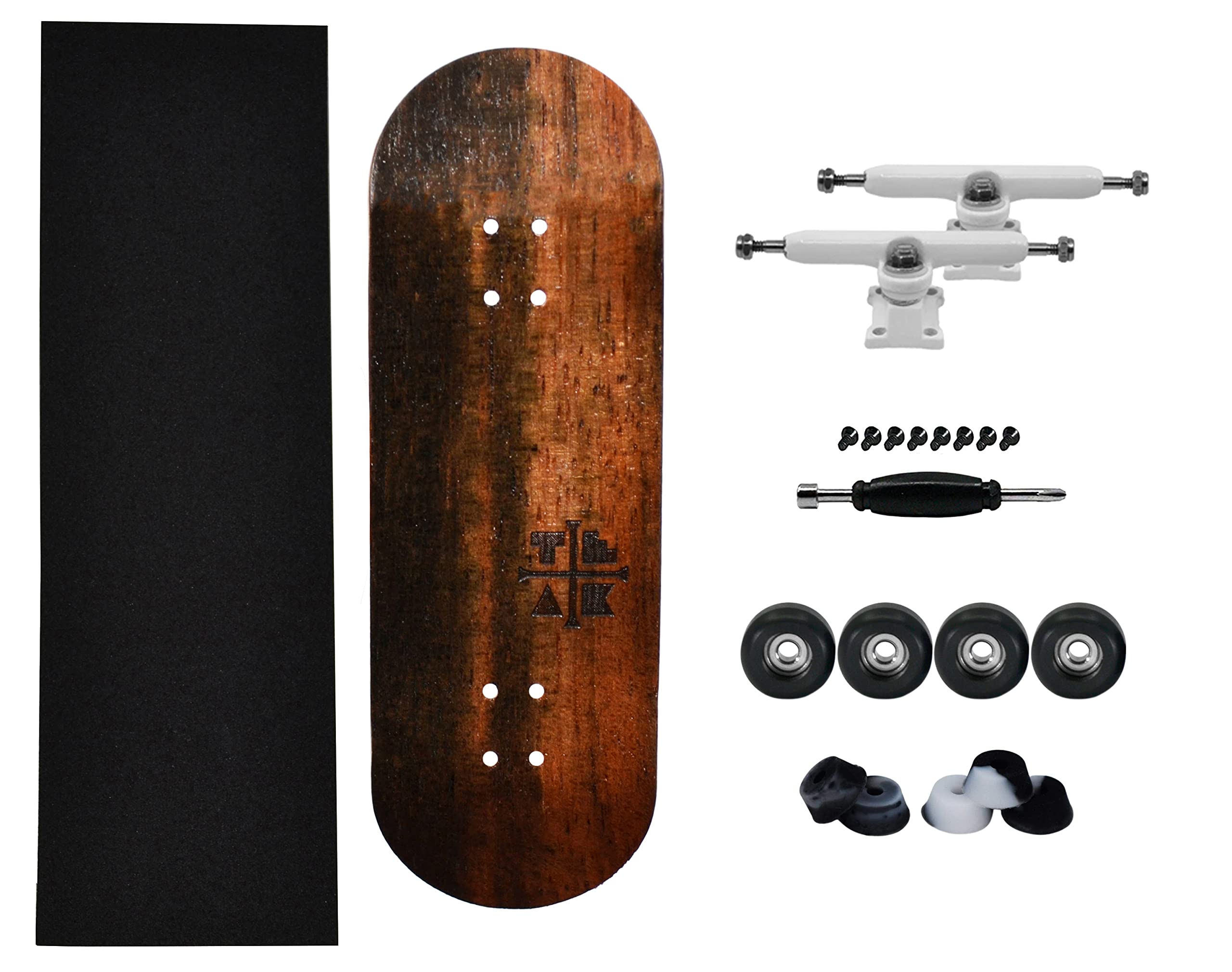 Teak Tuning Prolific Complete 32mm Fingerboard with Prodigy Trucks - Pre-Assembled - Double Vision Edition - Upgraded Components, Pro Board Shape and Size, Bearing Wheels, and Locknuts