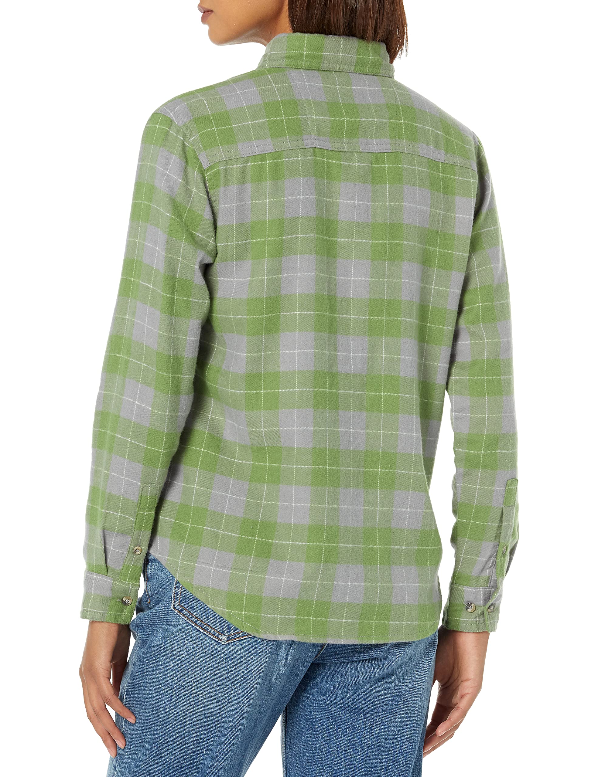 Mossy Oak Petite Womens Flannel Shirt, Buffalo Plaid Shirts for Women, Olive Buffalo Check, Large