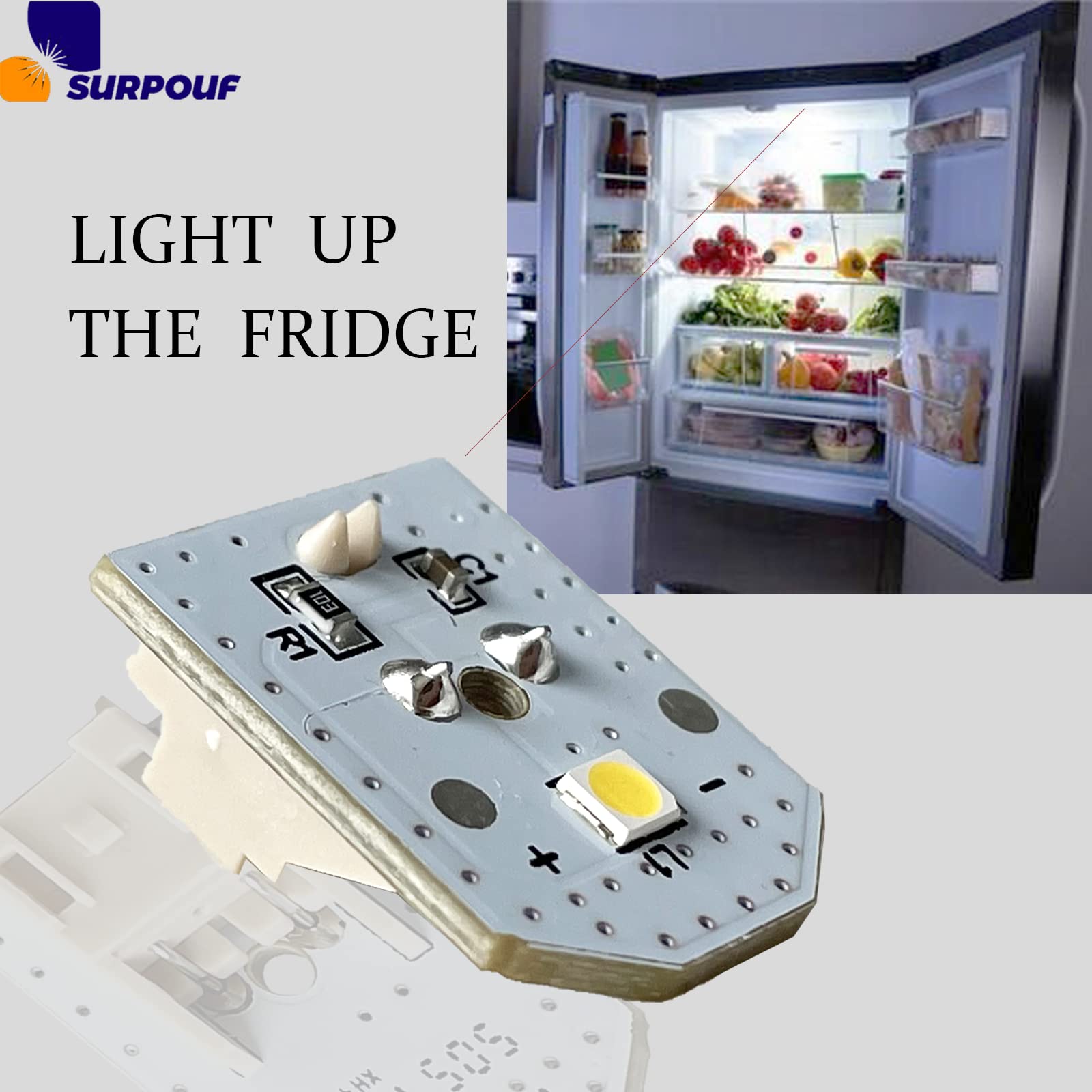 SURPOUF (5PK WR55X11132 WR55X26487 WR55X30603 Refrigerator LED Light Bulb Fits for GE Replaces 3033142 AP5646375 PS4704284 EAP4704284
