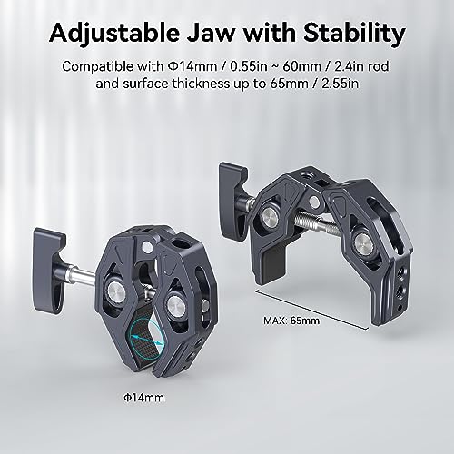 SMALLRIG Clamp, Camera Mount Clamp, Crab-Shaped Super Clamp with 1/4"-20, 3/8"-16 Threaded Holes, Payload 7.7lbs/3.5kg, for Most Photographic Accessories - 3755B