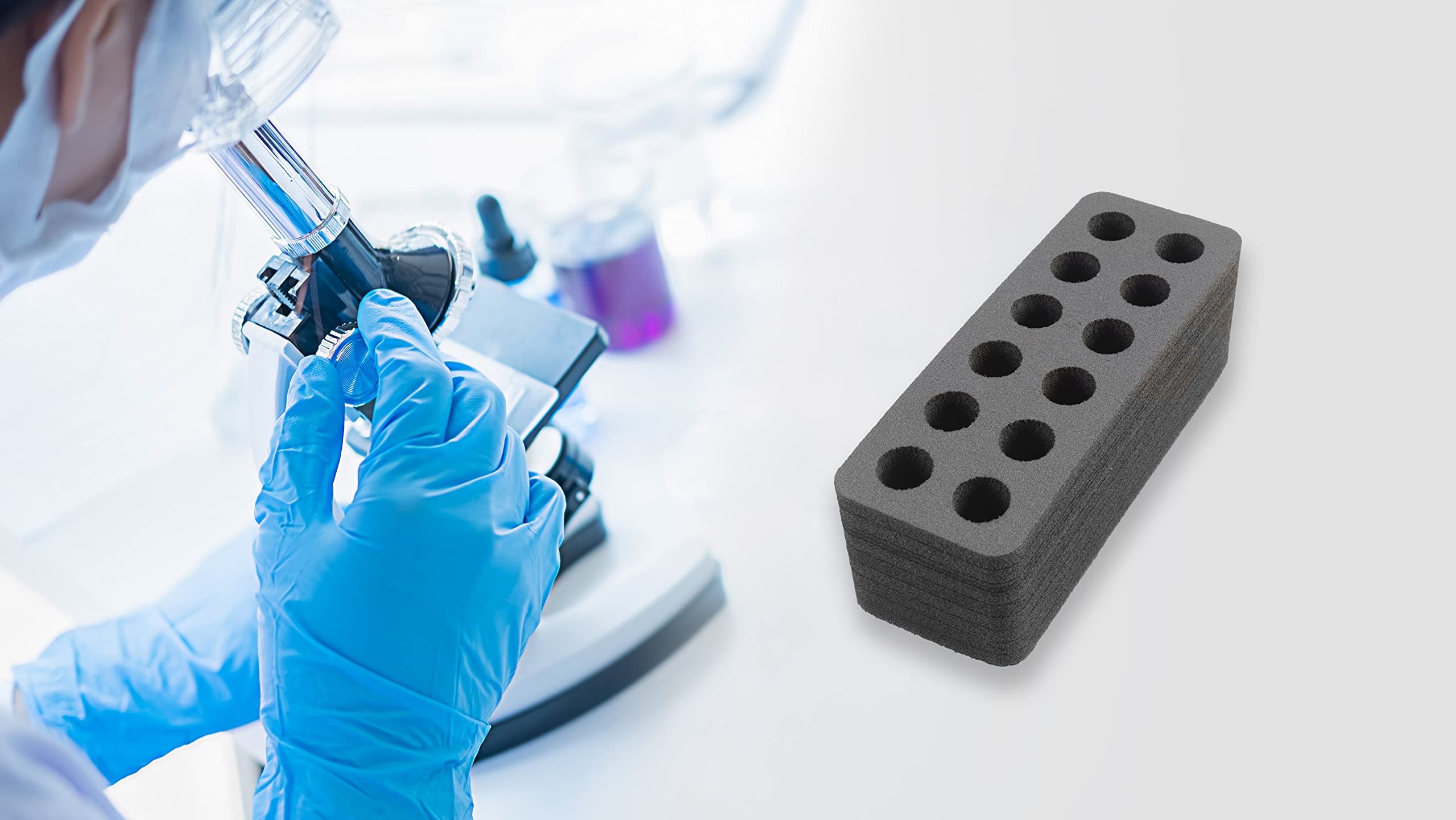 Polar Whale 2 Test Tube Racks Durable Black Foam Storage Holder Organizer Stand Transport Holds 12 Tubes Fits up to 25mm Diameter