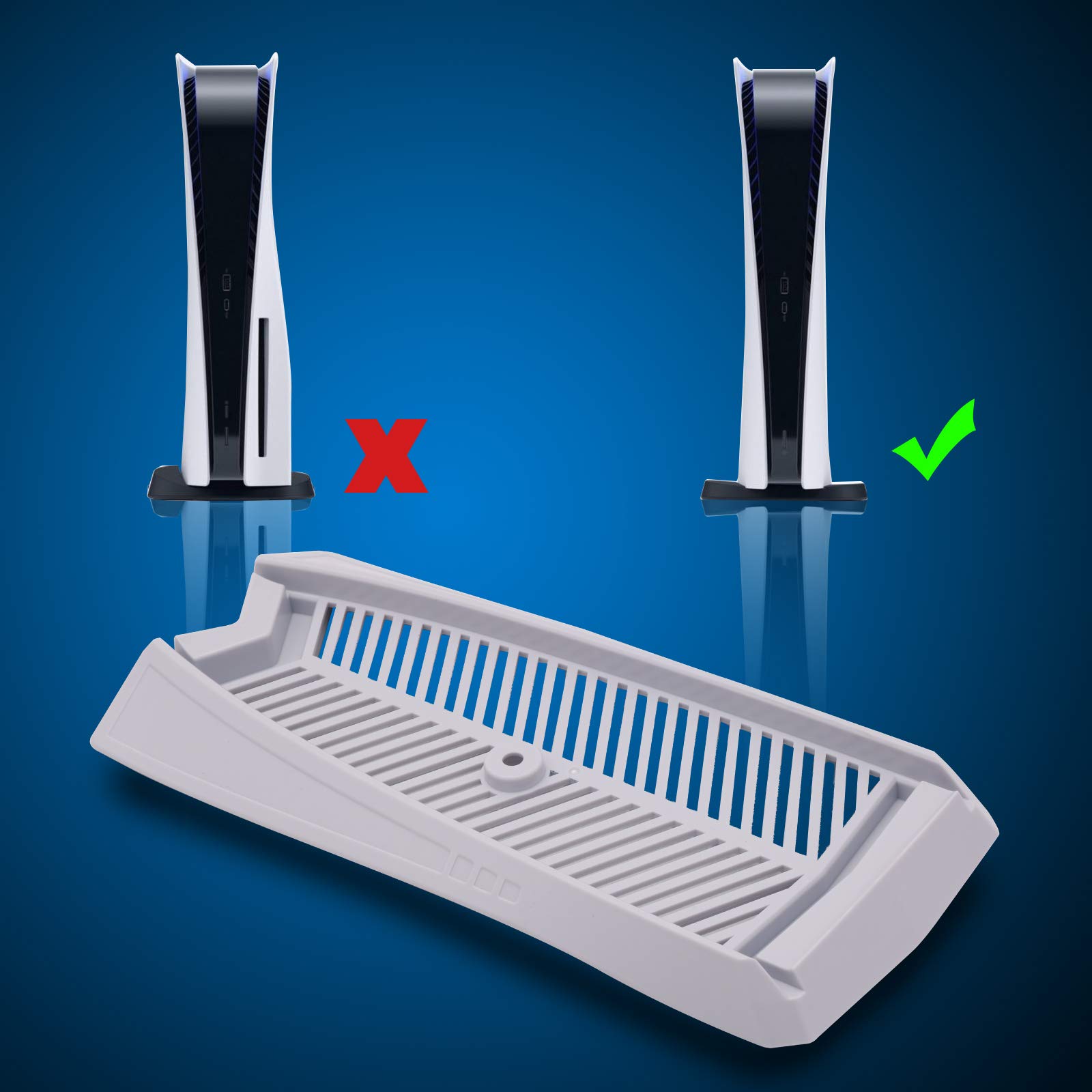 OLYGIVE PS5 Stand, Vertical Stand for PS5 Digital Edition Console with Built-in Cooling Vents and Non-Slip Feet - White