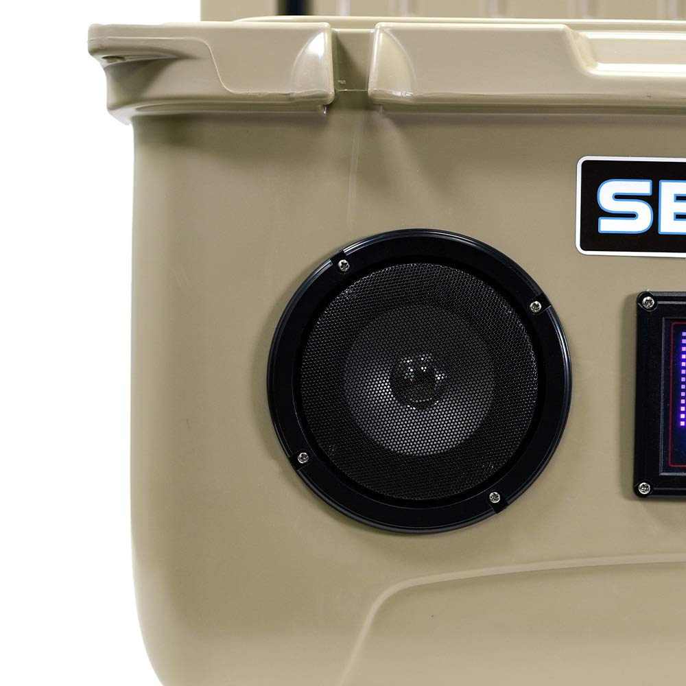 Seismic Audio - SC48WS-Tan - 48 Quart Tan Hard Cooler Box with Built-in Bluetooth Speakers