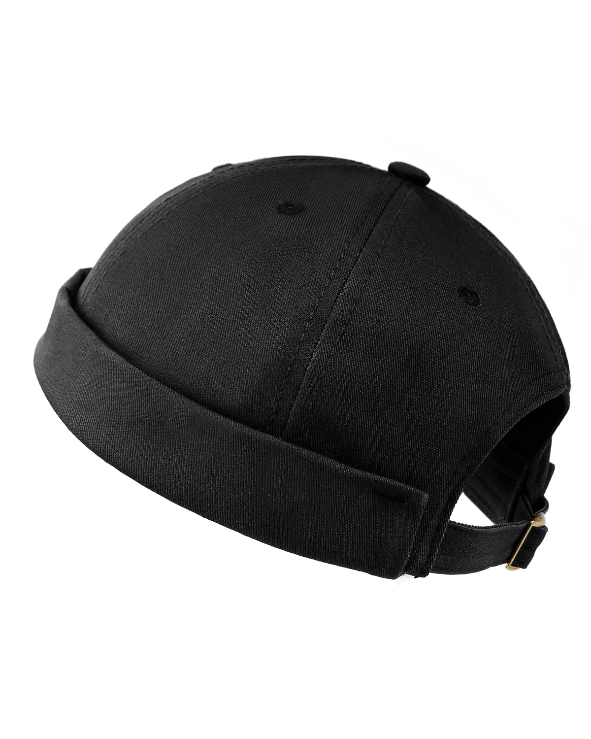 Zylioo Oversize XXL Brimless Harbour Hat,Adjustable Docker Cap for Big Heads,No Brim Ball Cap for Men and Women Black