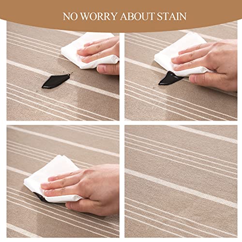 Simple&Opulence Linen and Cotton Stripe Waterproof Rectangle Tablecloth for Dinner,Picnic,and Indoor&Outdoor Party for Easter (Brown Background,White Stripe,60''x104'')