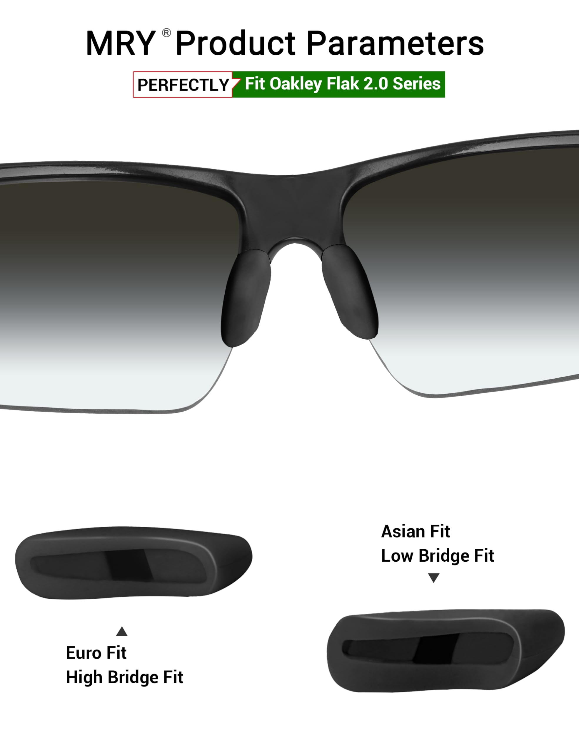 Mryok Replacement Nose Piece Nose Pads for Oakley Flak 2.0/Flak Jacket/Half Jacket/Half Jacket 2.0/Fast Jacket Sunglass - Black
