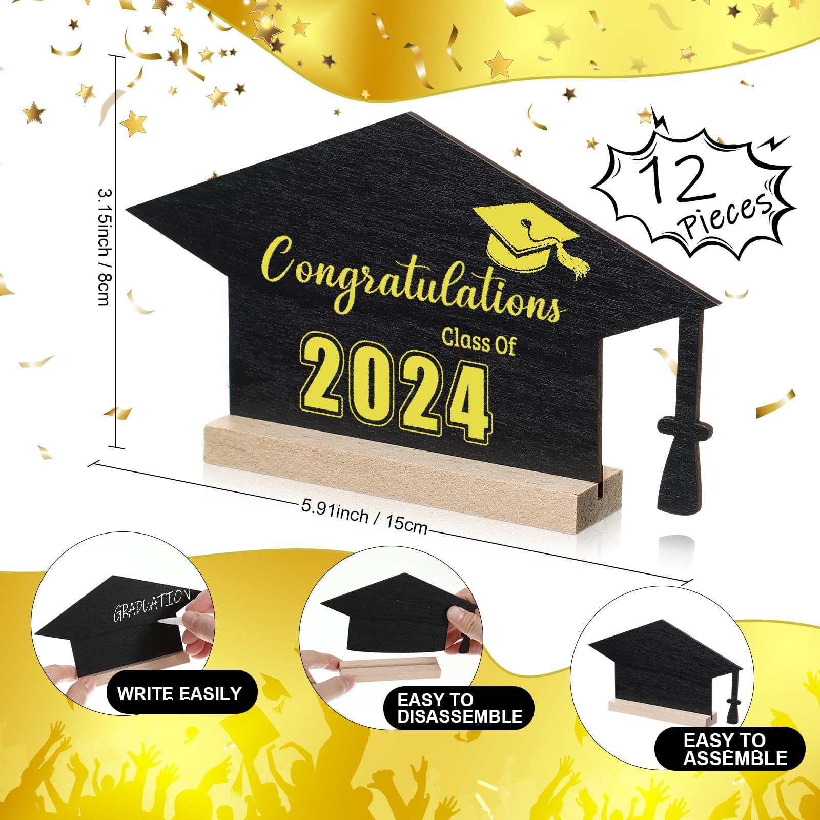 Qilery 12 Pcs Coffin Shaped Acrylic Mini Chalkboard Sign Mini Blackboard with Base for Halloween Weddings Parties Message Board Signs Buffet, Bakery and Retail Party Buffet Table Number