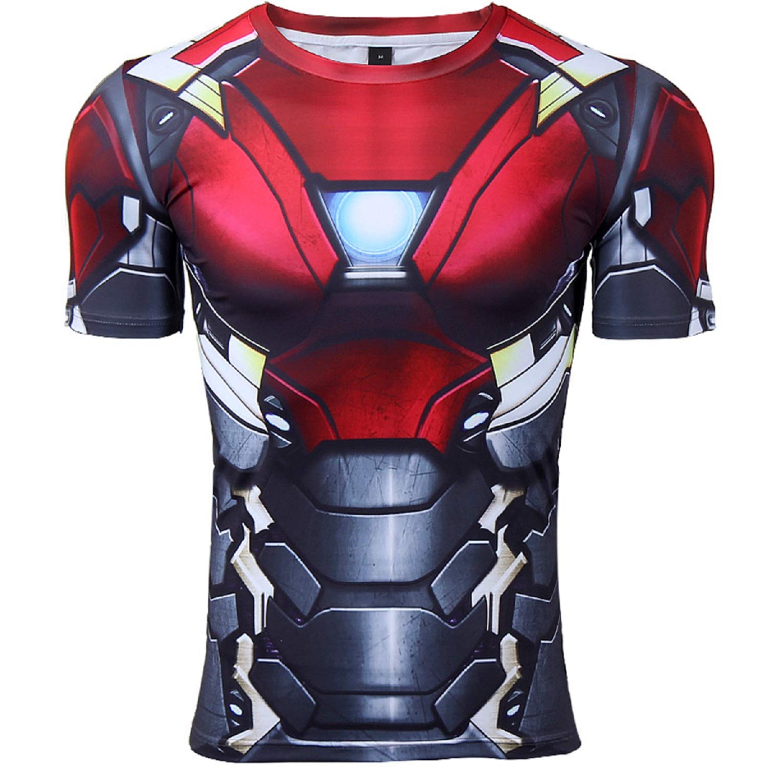 Mens Compression Shirt Iron Man 3D Printed T Shirts Fitness Tops (X-Large, Iron Man)