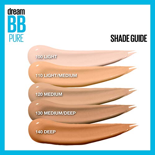 Maybelline Dream Pure Skin Clearing BB Cream, 8-in-1 Skin Perfecting Beauty Balm With 2% Salicylic Acid, Sheer Tint Coverage, Oil-Free, Medium, 1 Count