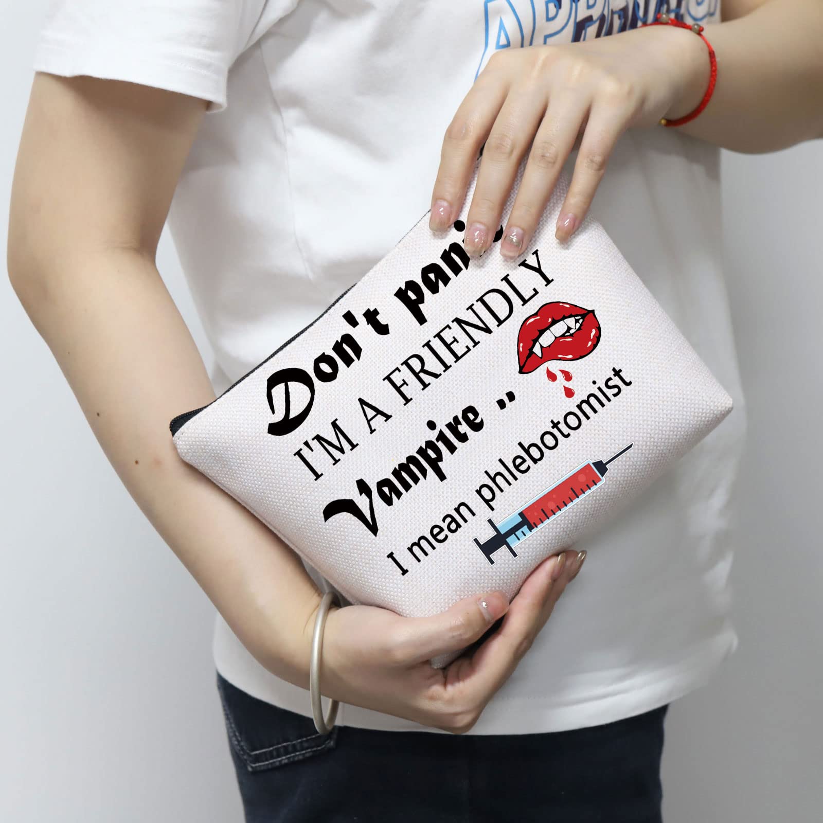 MNIGIU Phlebotomist Cosmetic Makeup Bag Phlebotomy Technician Gift I Mean phlebotomist Zipper Pouch Bag For Technician Hematologist Nurse (phlebotomist bag)