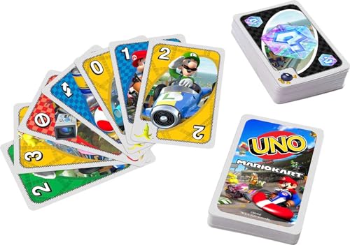 Mattel Games UNO Mario Kart Card Game for Kids, Adults, Family and Game Night with Special Rule for 2-10 Players