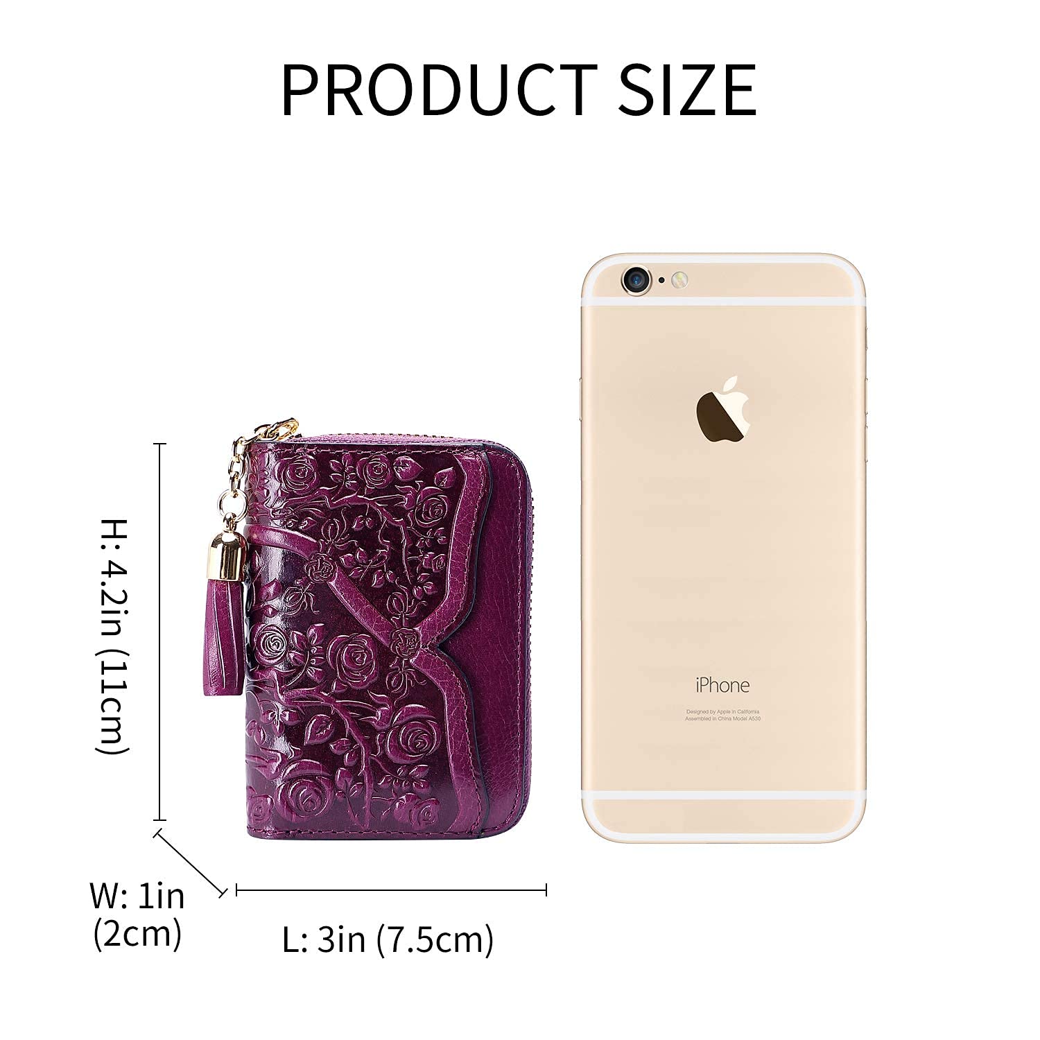 PIJUSHI Designer Genuine Leather Floral Top Handle Satchel Handbags Bundle with Floral Wristlet Wallet with Tassel