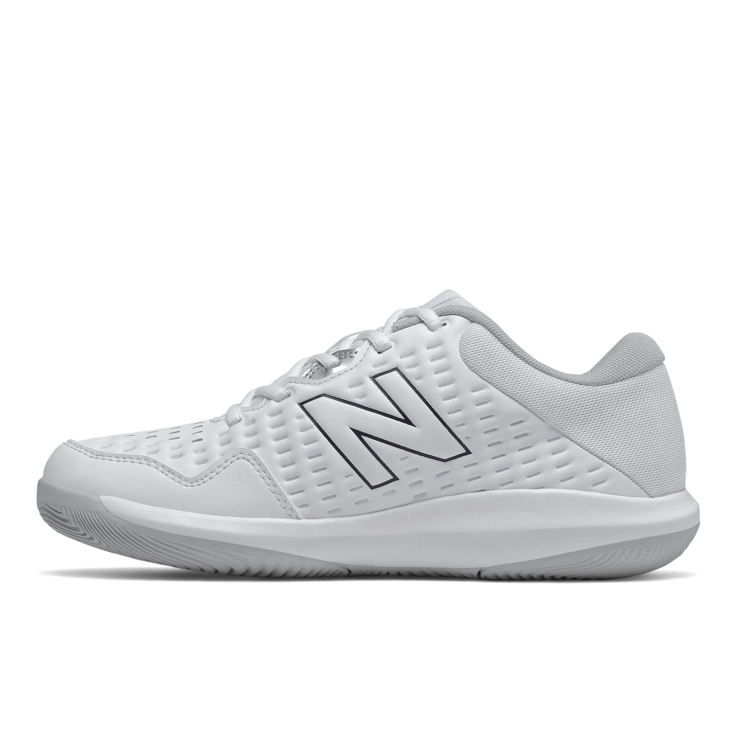 New Balance womens 696 V4 Hard Court Tennis Shoe, White/Pigment, 7.5 US