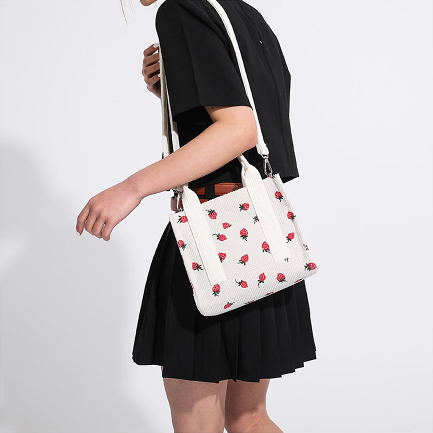 MINKARS Mini Tote Bag Corduroy Strawberry