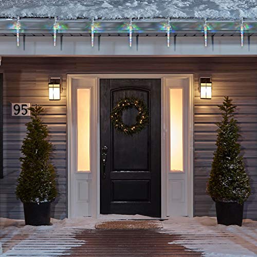 Noma LED Quick-Clip Cascading Shooting Star Icicle Christmas Lights | Built-in Clip-On Icicle Lights | 10 Multi-Color Bulbs | 12.6 Ft. White Wire Strand