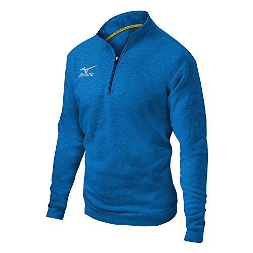 Mizuno 1/2 Zip Fleece Pullover, Heathered Diva Blue, Small
