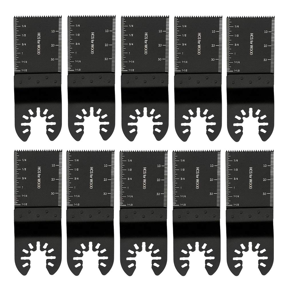 Newdanceus 10Pcs Multitool Blades Oscillating Saw Blades for Wood/Plastic, Multitool Quick Release Blades Fits Fein Multimaster, Porter Cable, Black&Decker, Bosch Craftsman