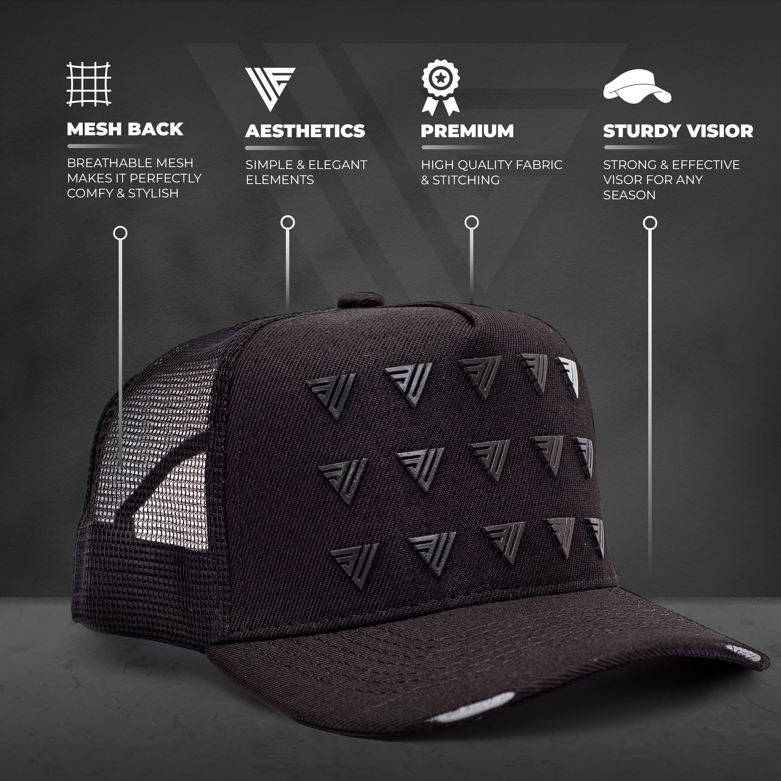 Urban Effort Snapback Trucker Hat | Breathable Mesh Baseball Cap for Men & Women | Adjustable Fit for Casual & Streetwear Black