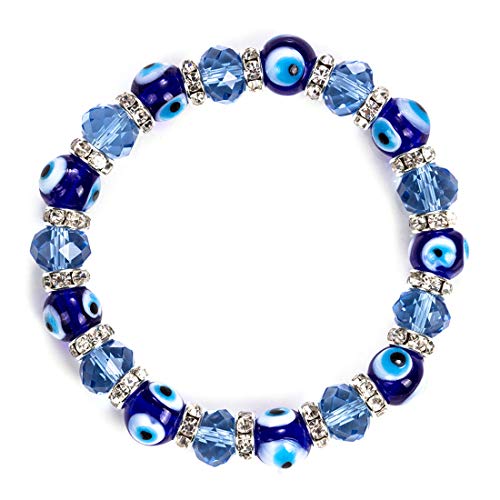 RagBear Beaded Bracelet With Evil Eye Charm Cheap 14K Rose Gold White Yellow Light Blue