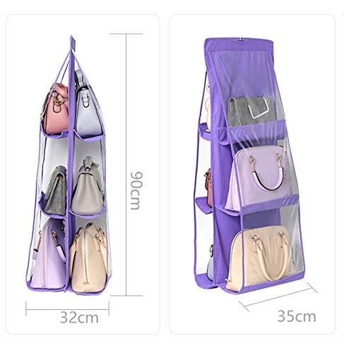 Mistshopy 6 Pocket Hanging Purse Handbag Tote Bag Organizer Storage Bag Foldable Closet Rack Bag Hanger (Grey)