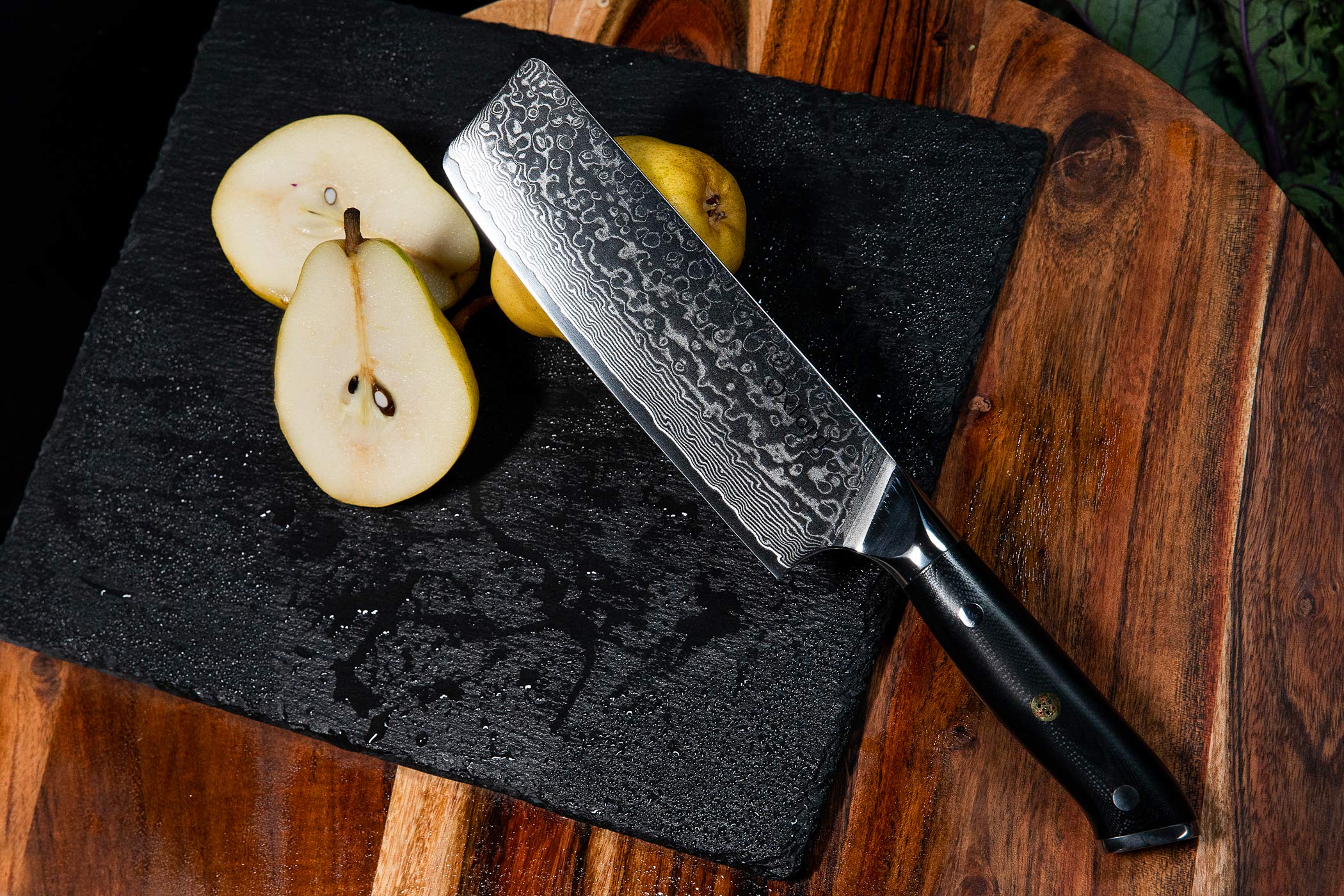 Oxford CHEF Nakiri Chef Knife 6.5 Inch - Damascus Japanese VG10 Super Steel 67 Layer High Carbon Stainless Steel