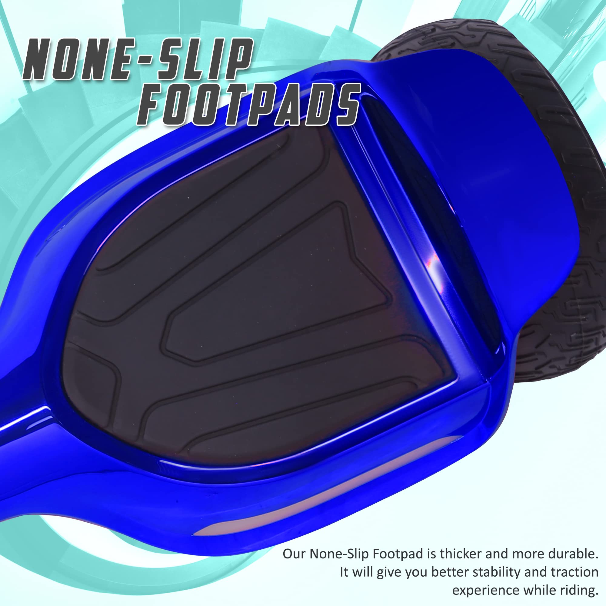 Newest Generation Electric Hoverboard Dual Motors Two Wheels Hoover Board Smart Self Balancing Scooter with Built-in Speaker LED Lights for Adults Kids Gift (Chrome Blue)