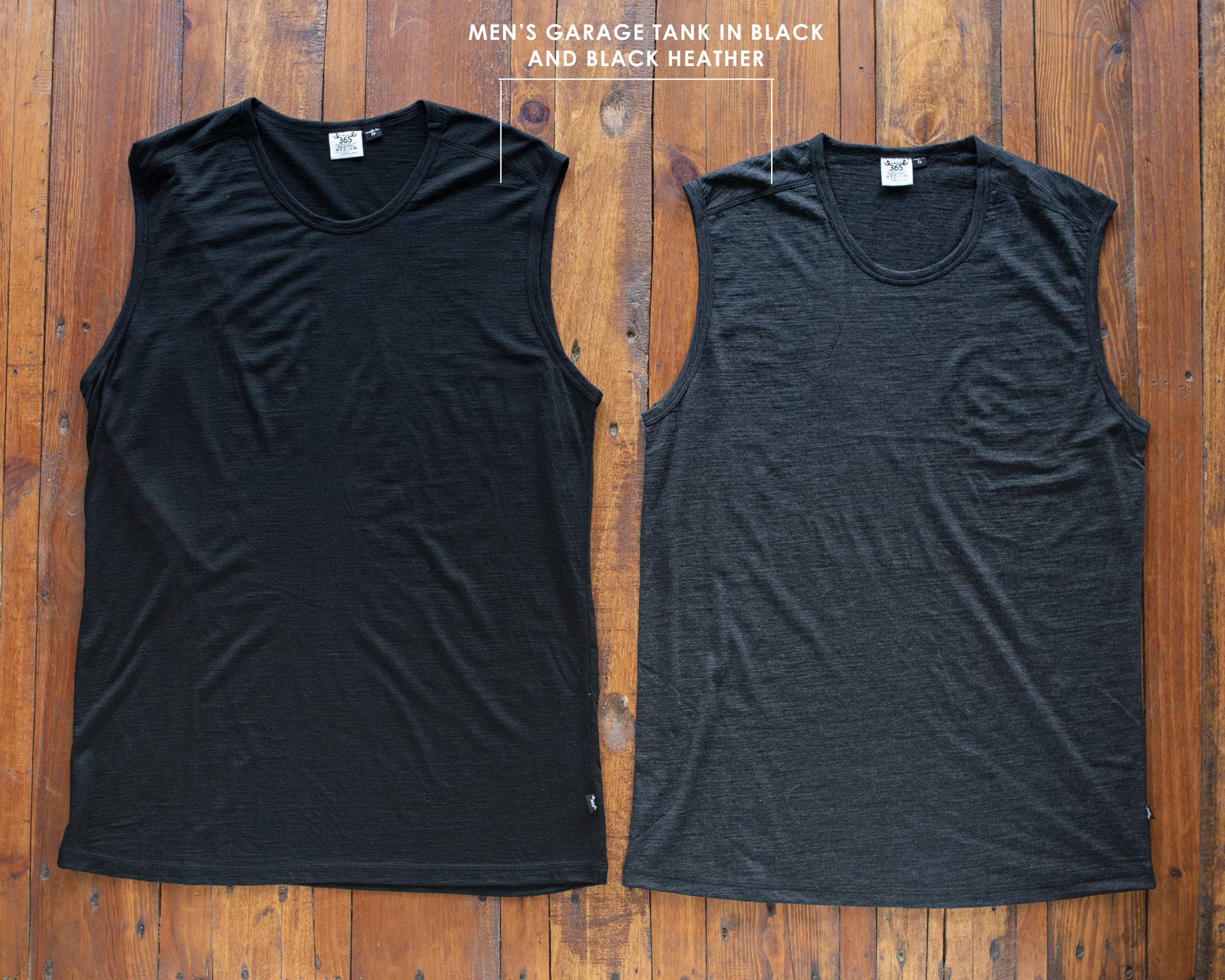 Merino 365 Men's 'Garage' Tank Top, Epic Sleevelessness Under or Casual Layer, Medium, Black